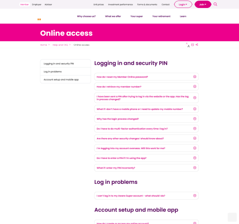 Online Access Help & FAQ | Aware Super - Award winning superannuation fund